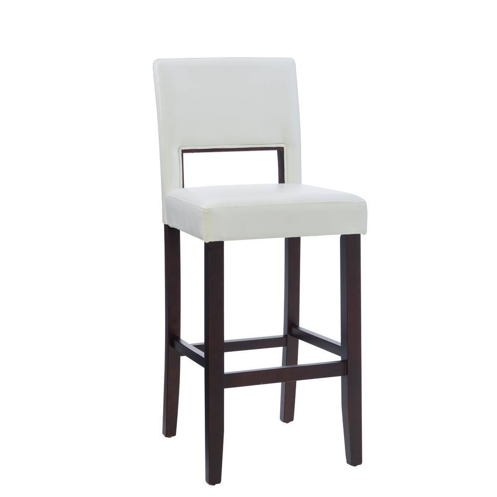 Linon Home Decor Edison 30.75 in. White High Back Wood Bar Stool with ...