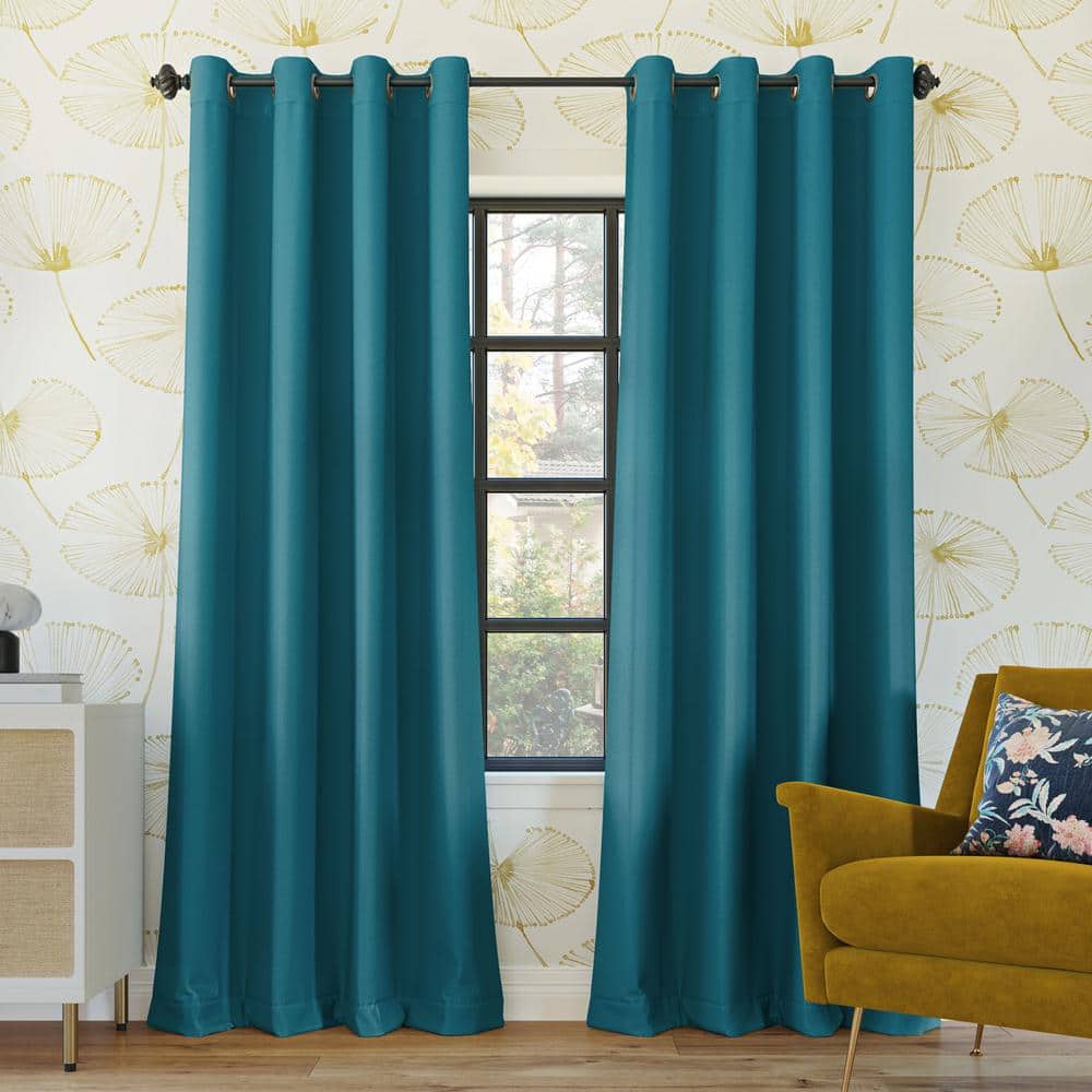 Sun Zero Oslo Theater Grade Teal Polyester 52 in. W x 63 in. L Grommet ...