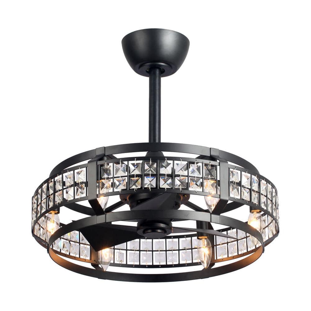 Parrot Uncle 20.5 in. Indoor Black AC Motor Dual Caged Crystal Ceiling ...