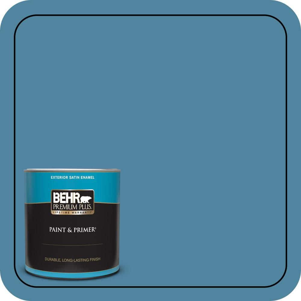 BEHR PREMIUM PLUS 1 qt. #S490-5 Jay Bird Satin Enamel Exterior Paint ...