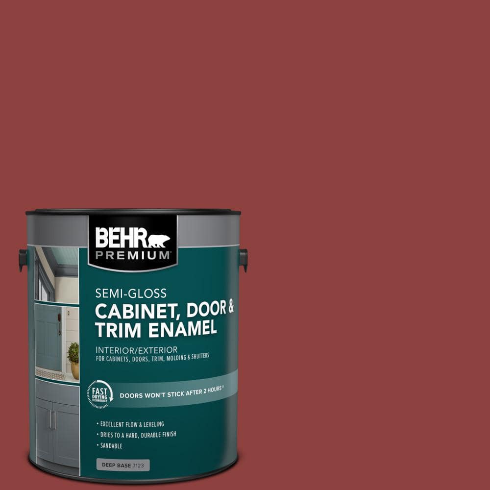 BEHR PREMIUM 1 gal. #BXC-27 Carriage Red Semi-Gloss Enamel Interior ...