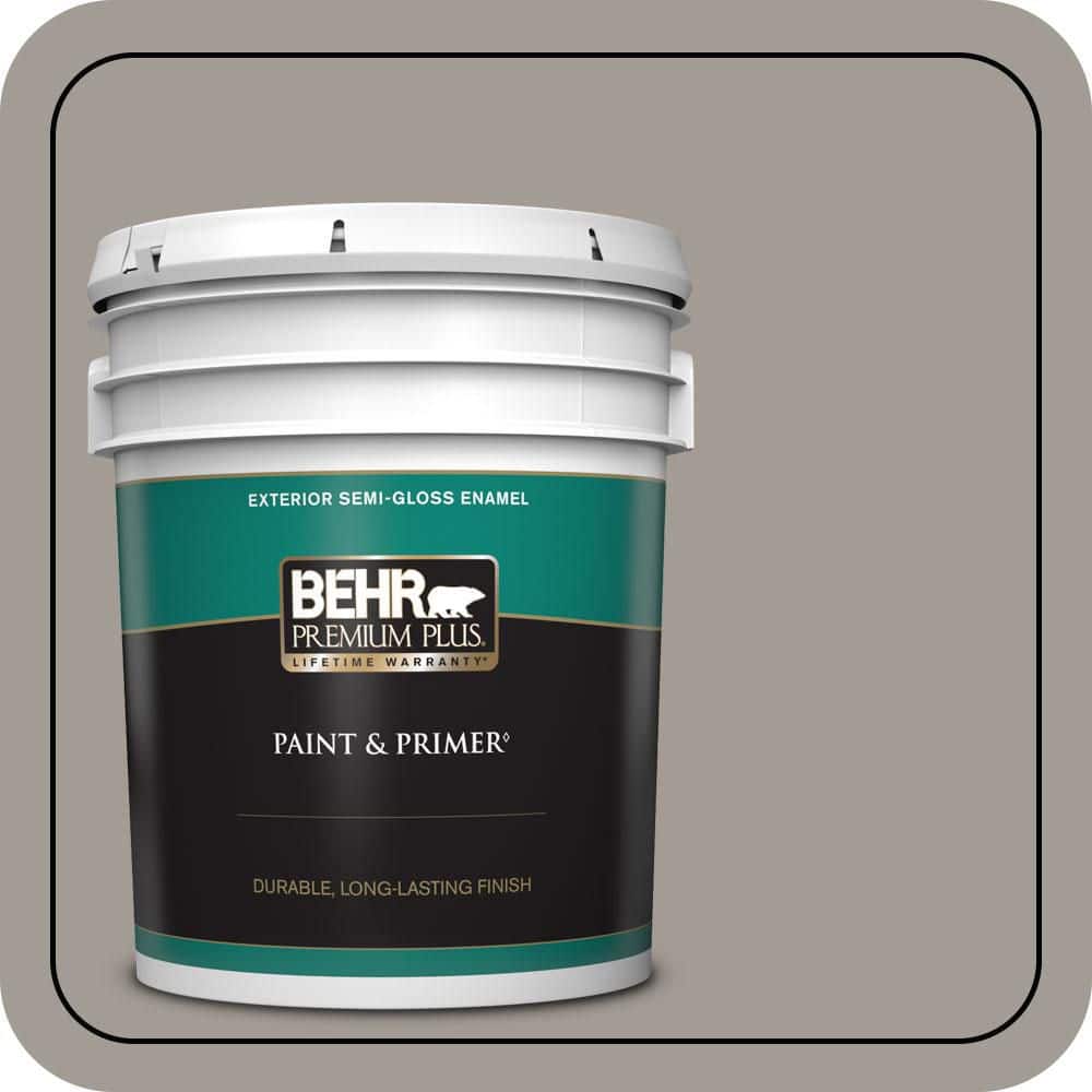BEHR PREMIUM PLUS 5 gal. #PPU18-15 Fashion Gray Semi-Gloss Enamel ...