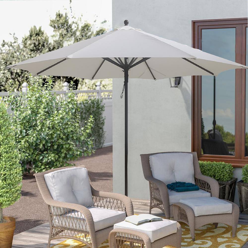 Flynama 12 ft. Outdoor Aluminum Pole Market Patio Umbrella in White WF ...