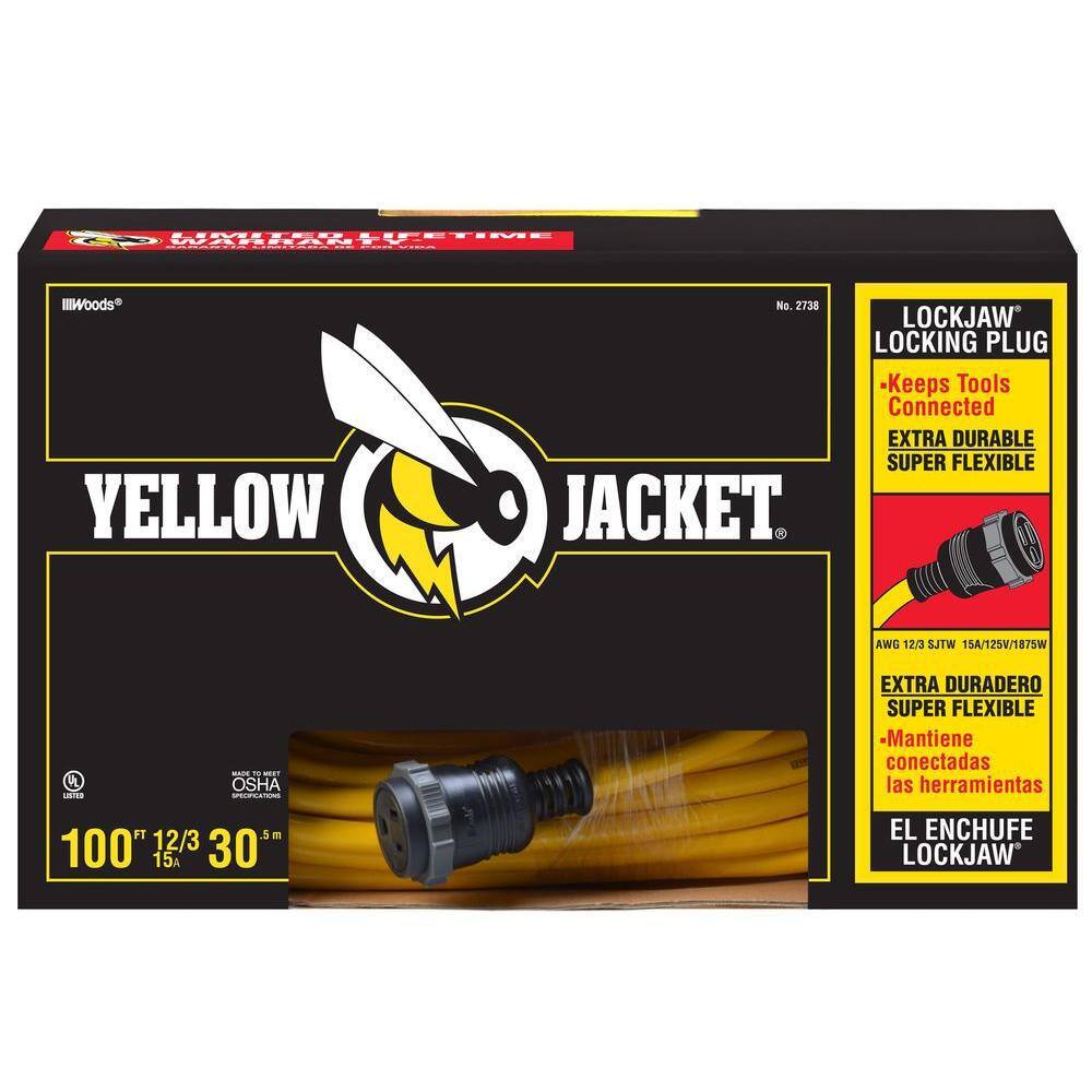 Yellow Jacket 100 Ft 12 3 SJTW Outdoor Heavy Duty Lock Jaw Extension