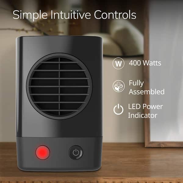 Lasko MyHeat 400-Watt 6.2 in. Black Electric Mini Compact Personal ...