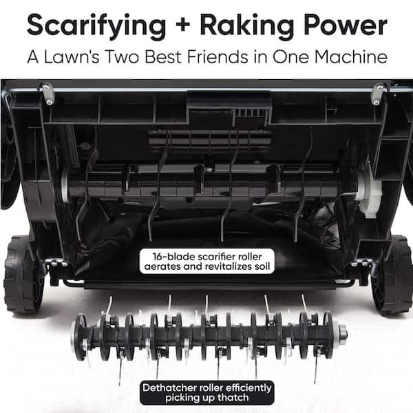 DAPPER SUPPLY 13 in. 12 Amp 2-in-1 Electric Dethatcher and Scarifier with Collection Bag HD ...