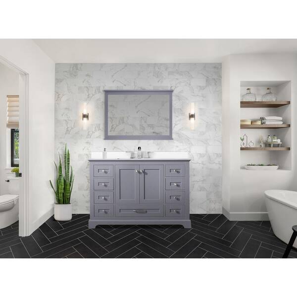 Lexora Dukes 48 in. W x 22 in. D Dark Grey Single Bath Vanity and ...