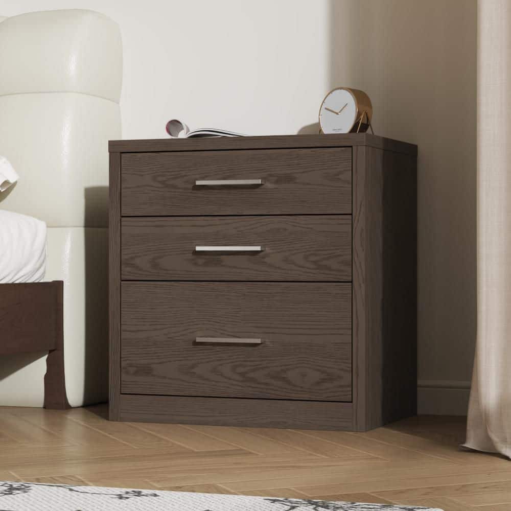 Homsee Dark Walnut 5-Drawer 23.6 in. W Nightstand with Dual Hidden ...
