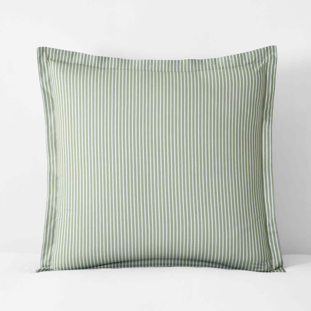 The Company Store Company Cotton Tira Stripe Percale Green Euro Sham ...