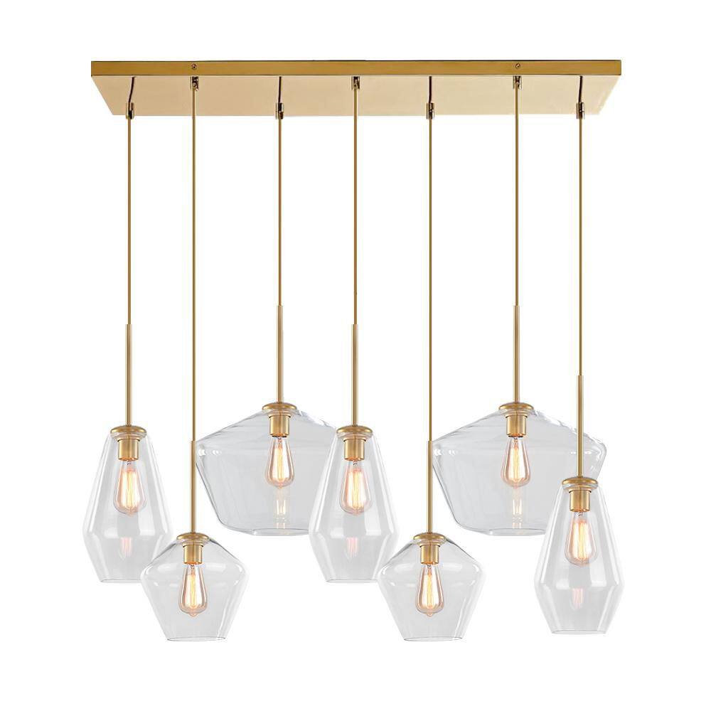 Y'INSP 7 Light Antique Brass Modern Linear Chandelier for Kitchen ...