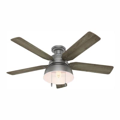 Hunter Mill Valley 52 in. LED Indoor/Outdoor Matte Silver Ceiling Fan ...