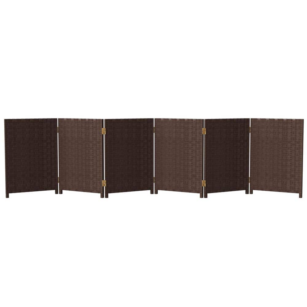 RED LANTERN 2 ft. Short Woven Fiber Folding Screen - 6 Panel - Dark ...