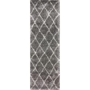 nuLOOM Everly Geometric Shag Brown 3 ft. x 8 ft. Runner OZSG09B-2808 ...