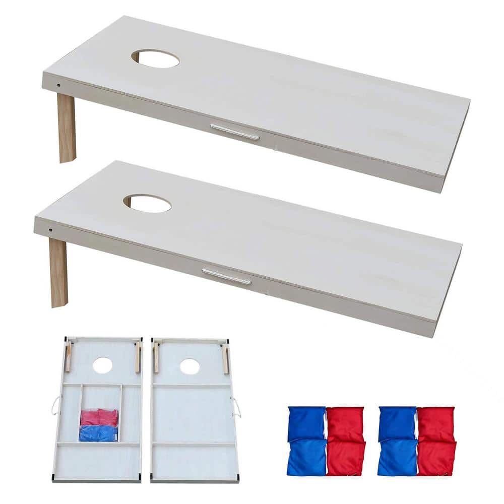 FIROMO 4 in. x 2 in. Wooden Cornhole Board Set Portable Outdoor Yard ...