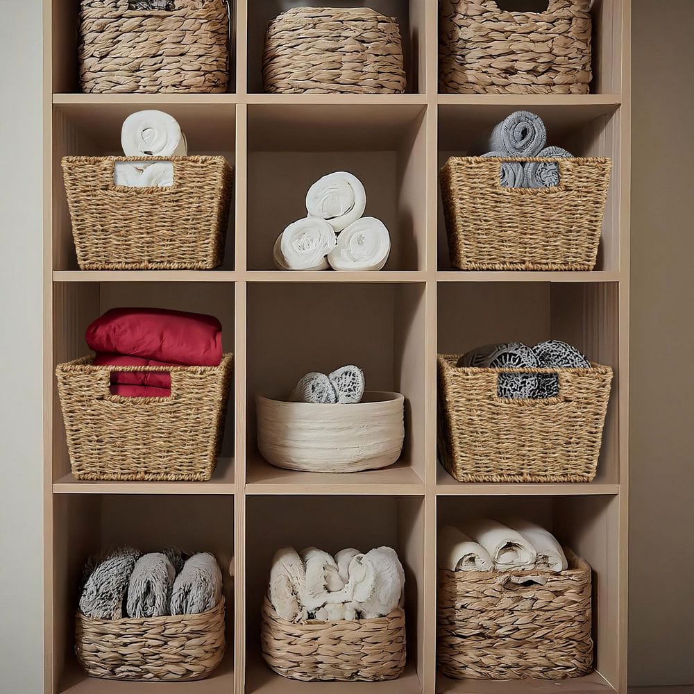 Casafield Brown Natural 12 in. x 6 in. Seagrass Decorative Baskets with ...