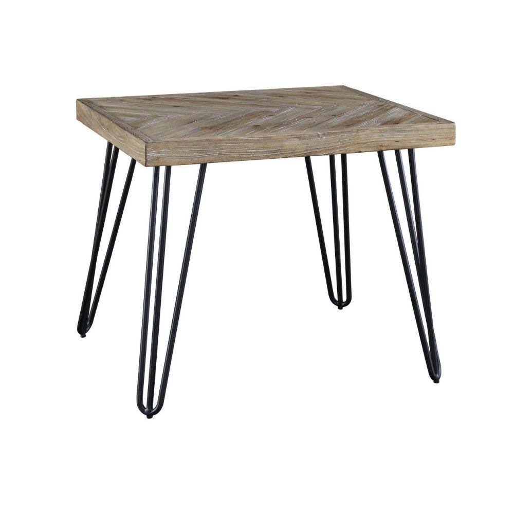 Benjara 27 in. Black and Brown Rectangle Wood End Table with Hairpin ...