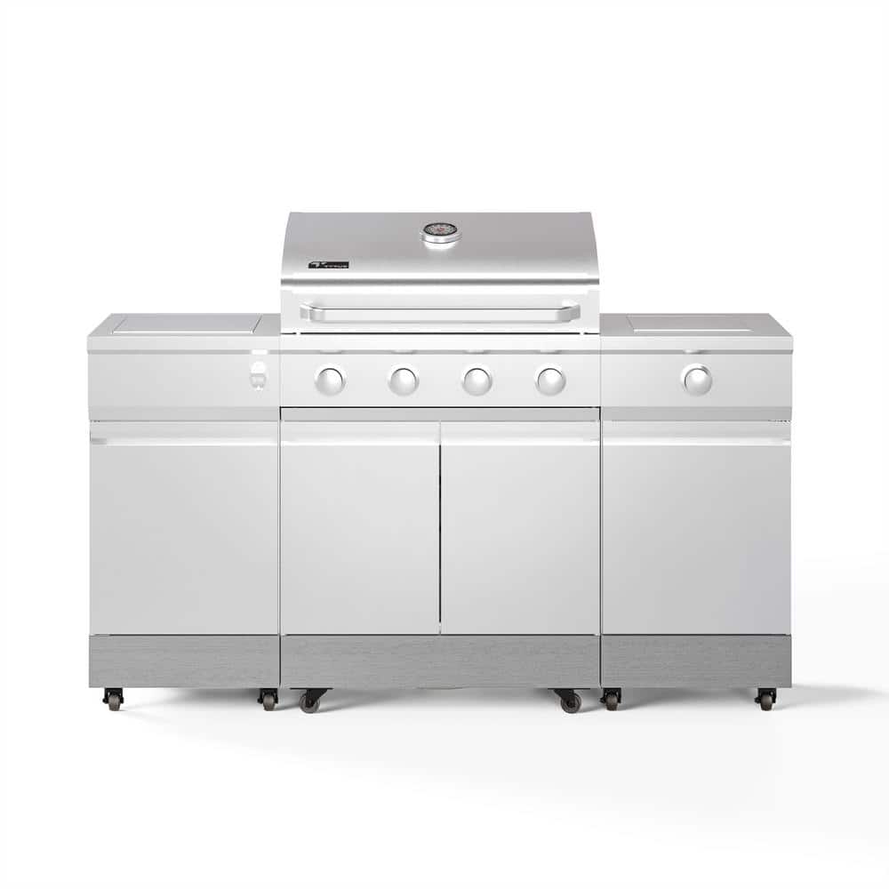 TYTUS Fresno 5-Burner LP Stainless Steel Plus Carbon Wood Island Grill ...