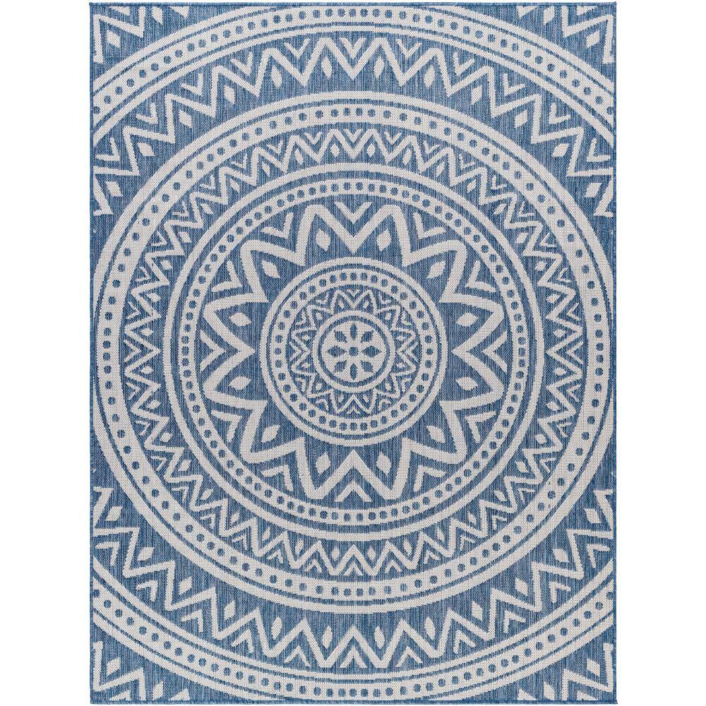 Artistic Weavers Long Beach Blue/Gray Medallion 5 ft. x 7 ft. Indoor ...