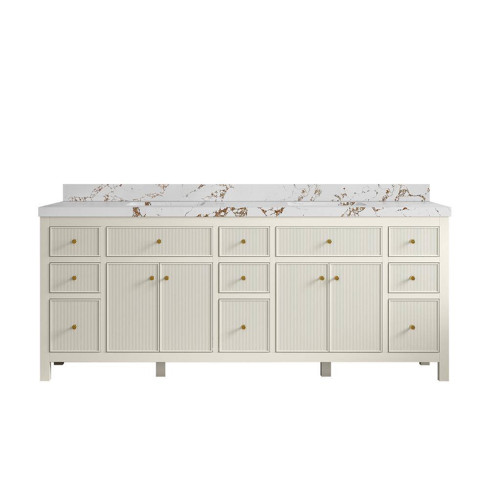 Willow Collections Sonoma 84 in. Double Sink Freestanding Alabaster ...