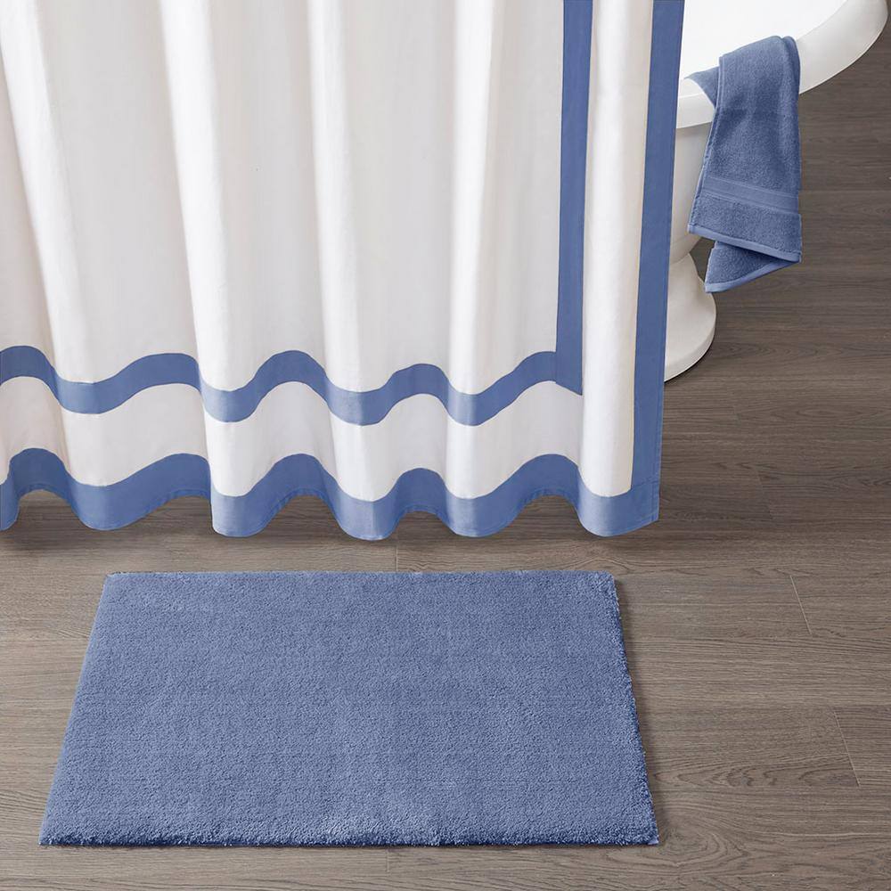 20 in. x 30 in. Blue Geometric Polyester Rectangle Bath Rug HD59-Y0036 ...