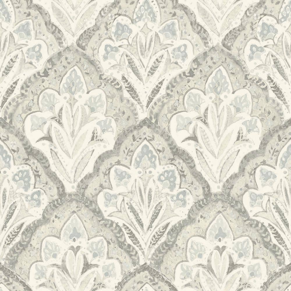 Chesapeake Mimir Quilted Damask Grey Prepasted Non Woven Wallpaper ...