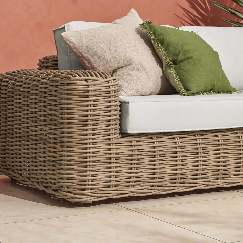 Poly and Bark Puglia 85.5 in. Straight Arm Fiber Rectangle Sofa in Sand ...