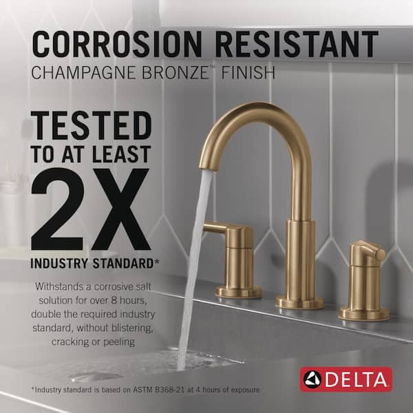 Delta Nicoli J-Spout Gold 8 in. Widespread Double Handle Bathroom ...