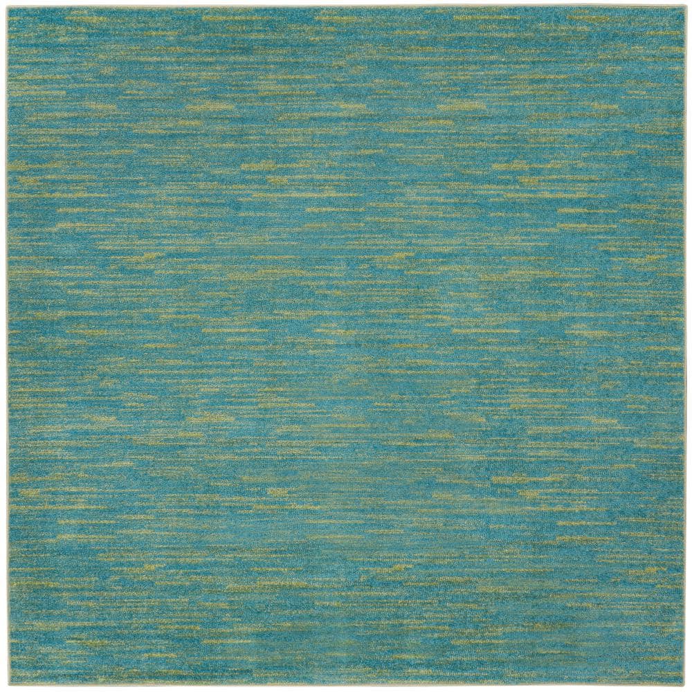 Nourison Essentials 7 ft. x 7 ft. Blue Green Square Solid Indoor ...