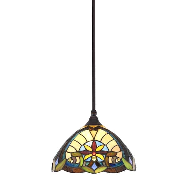 Sparta 100-Watt 1-Light Dark Granite Shaded Pendant Light with Earth ...