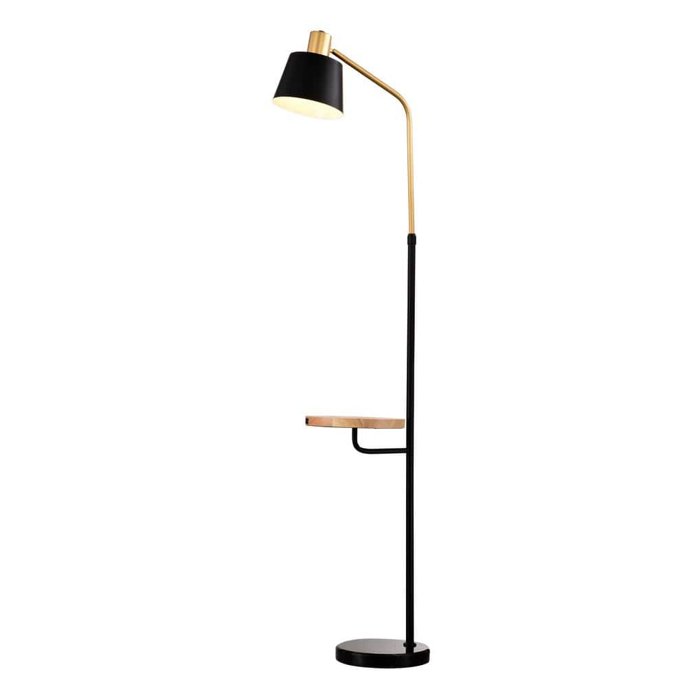 Real Marble 64 in. Black Arc Floor Lamp with Foot Pedal Switch Built in ...