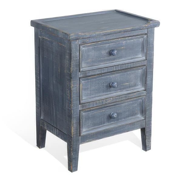 Benjara 19 in. Blue Rectangular Wooden Top End Table BM325311 - The ...