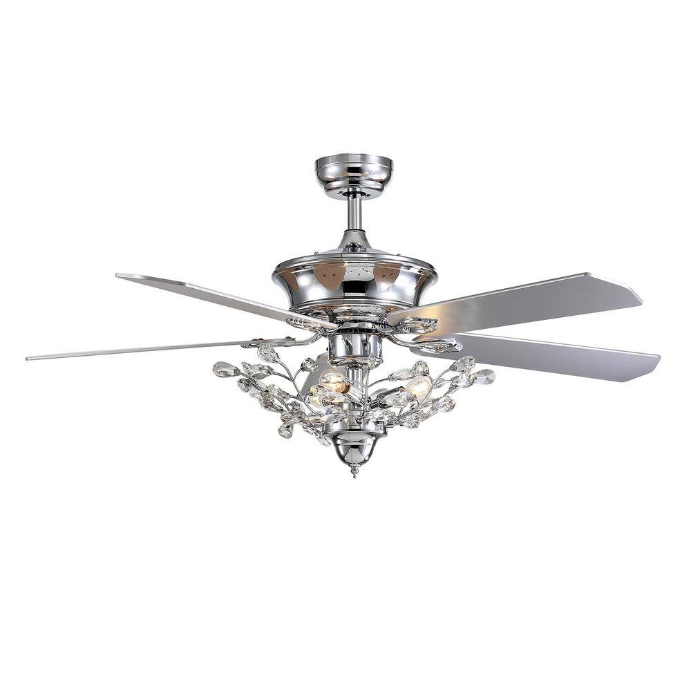ANTOINE 52 in. Indoor Chrome Ceiling Fan with Light and Remote ...