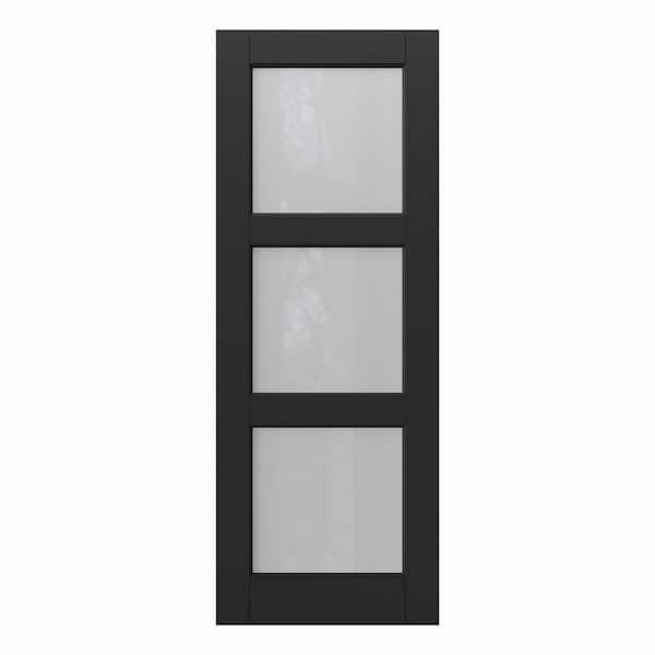 ARK DESIGN 30 in. x 80 in. 3-Lite Tempered Frosted Glass and Solid Core ...