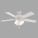 Hampton Bay Devron 52 in. LED Indoor Matte White Ceiling Fan with Light ...