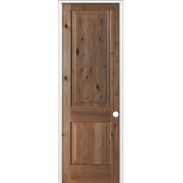 Krosswood Doors 30 in. x 80 in. Rustic Knotty Alder 2-Panel Square Top ...
