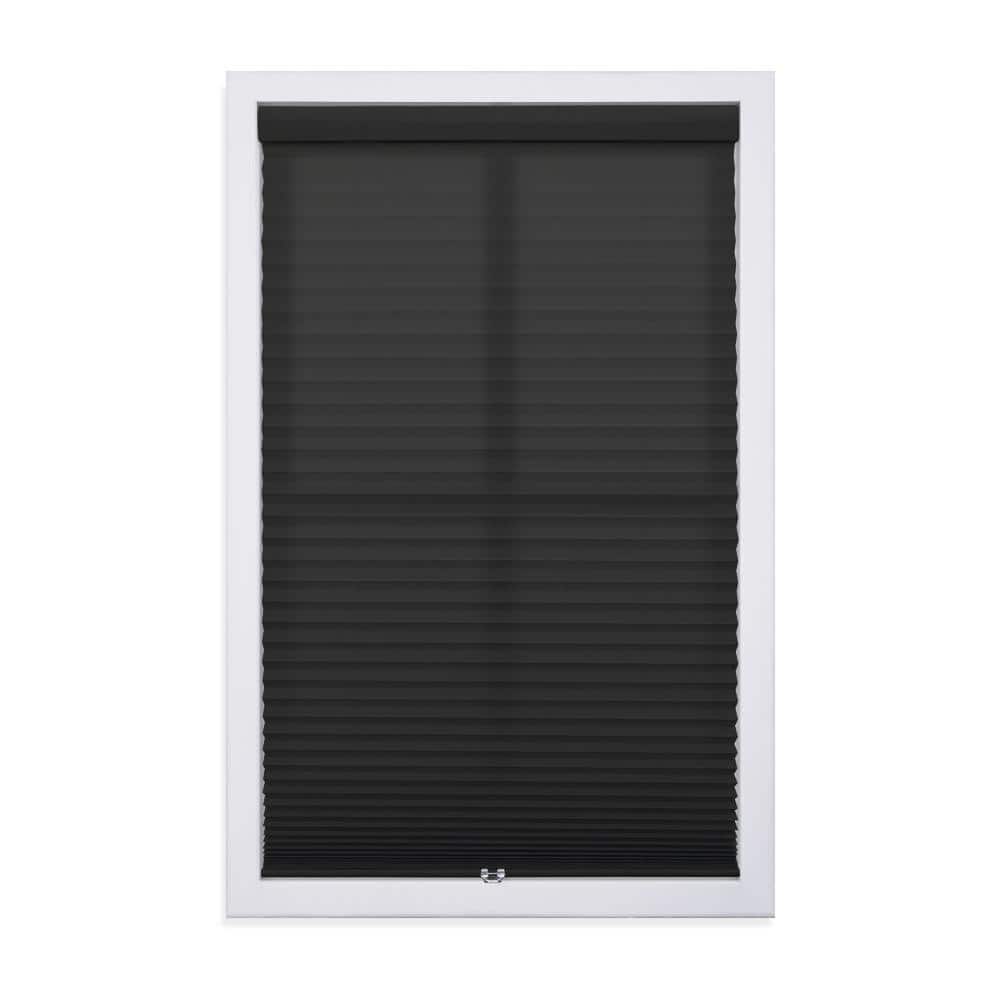 StyleWell Black Cordless Room Darkening Polyester Fabric Pleated Shade ...