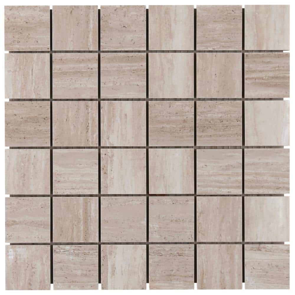 Ivy Hill Tile Atlanta Taupe 3.89 in. x 0.31 in. Matte Porcelain Mosaic ...