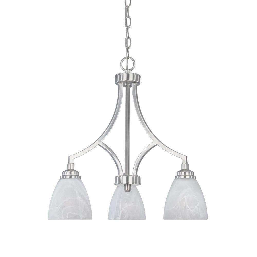 Designers Fountain Tackwood 3-Light Satin Platinum Chandelier with ...