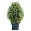 National Tree Company 32" Artificial Cypress Tree in Dark Green Round ...