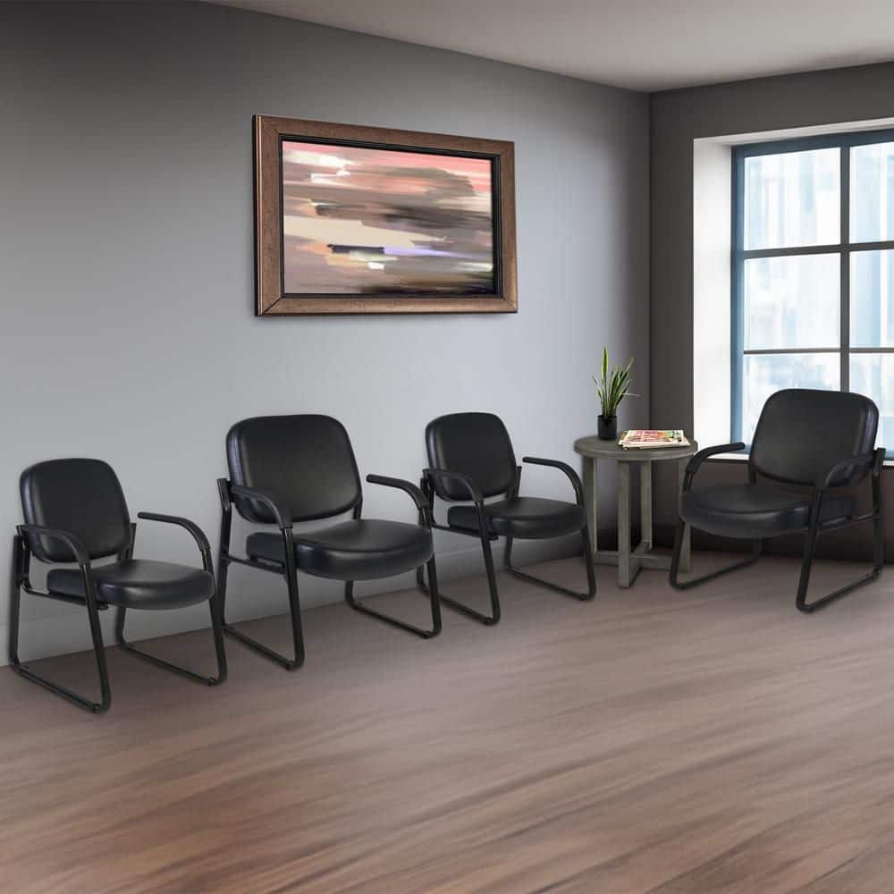 Regency Vinyl Reception Chair in Black with Nonadjustable Arms 407-VAM ...