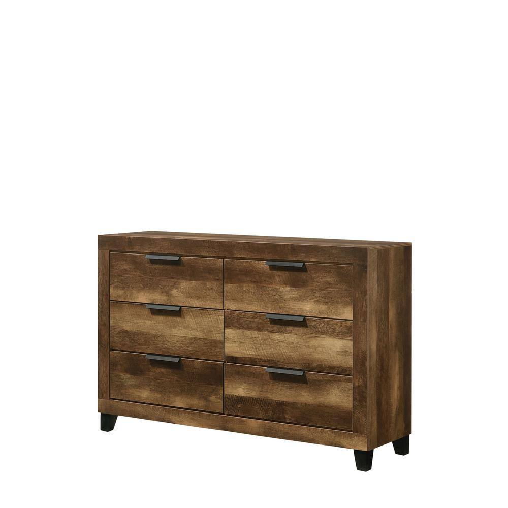 HomeRoots Amelia Rustic Oak Finish 6 Drawers 57 in. Dresser 2000490487 ...