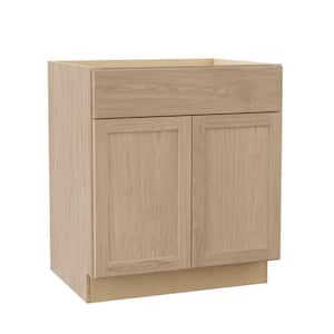 Hampton Bay Sinclair 12 in. W x 24 in. D x 34.5 in. H Assembled Base Cabinet in Shaker Light Oak ...