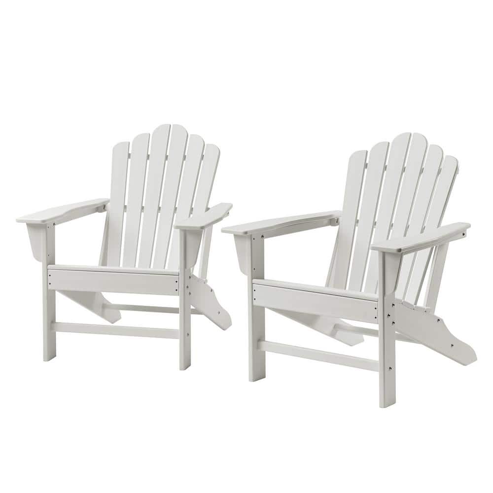 Kahomvis Indoor/Outdoor White HDPE Plastic Adirondack Chair (2-Pack ...