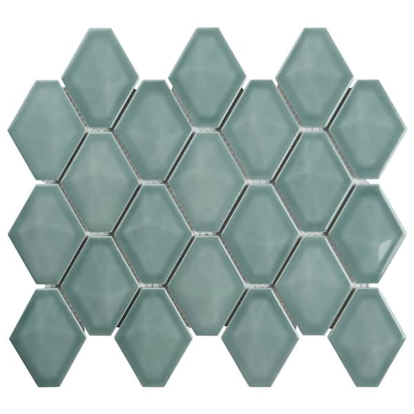 Ivy Hill Tile Medley Diamond Marine Blue 4 in. x 0.39 in. Glossy ...