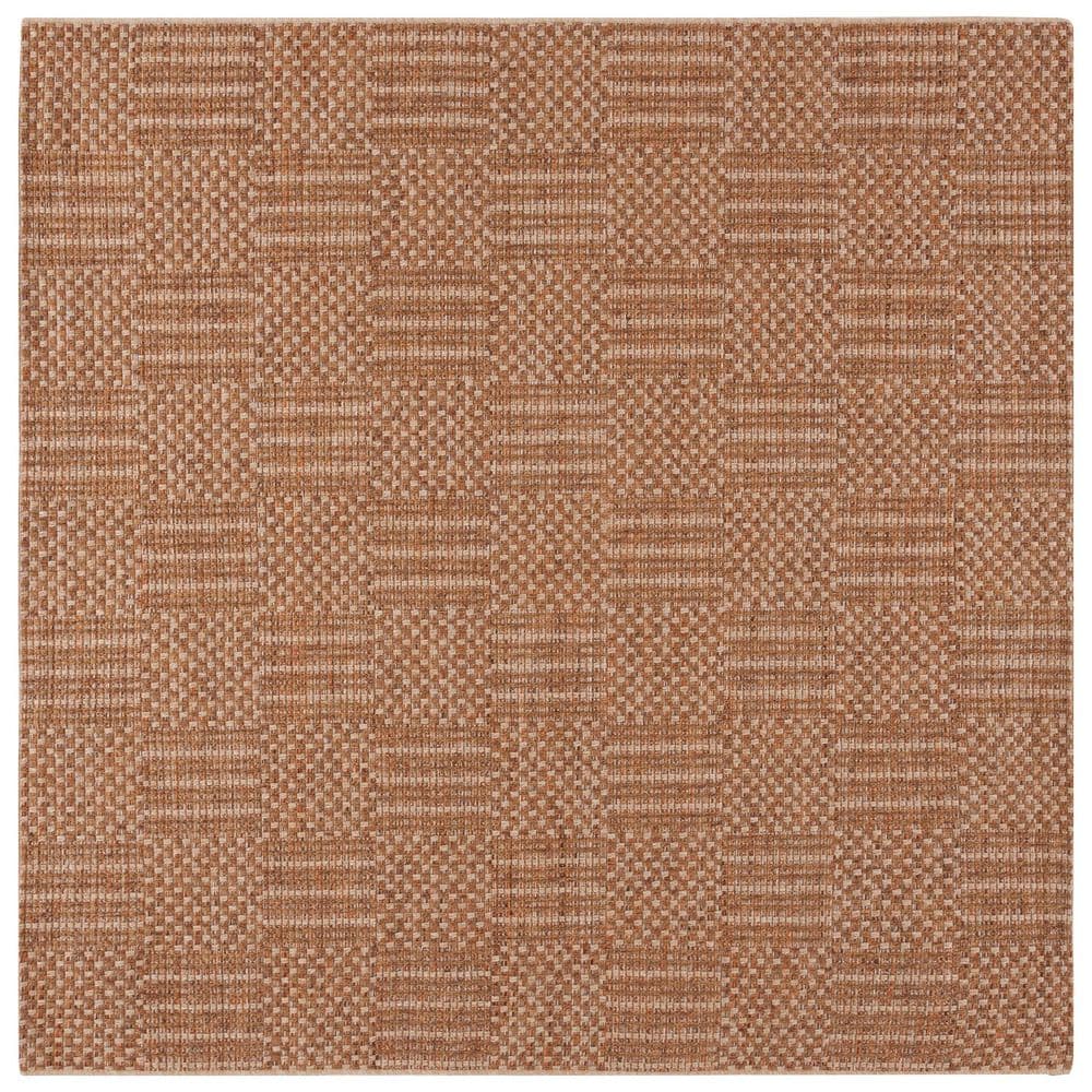 SAFAVIEH Sisal All-Weather Natural/Brown 7 ft. x 7 ft. Striped ...