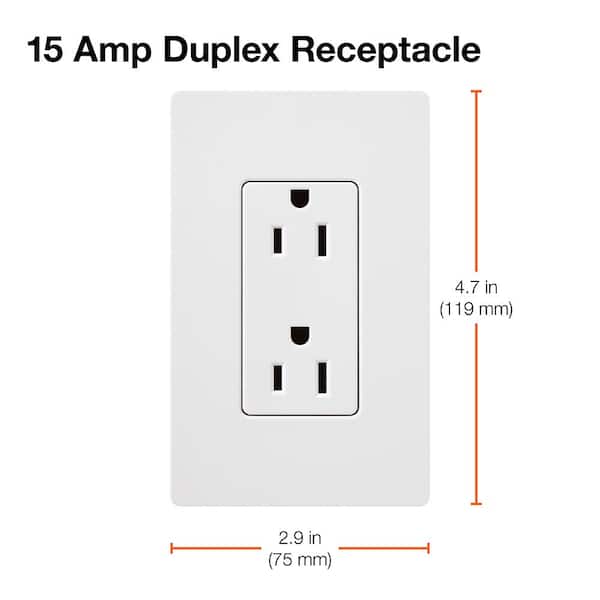 Lutron Claro 15 Amp Duplex Outlet, White (CAR-15-WH) CAR-15-WH - The ...