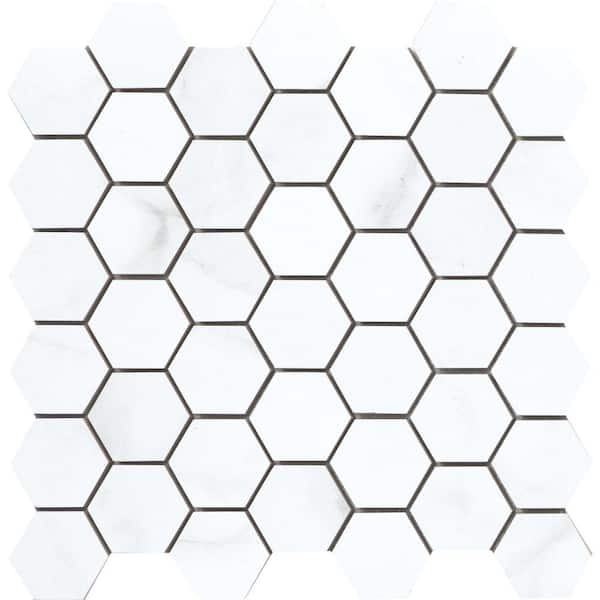 EMSER TILE Visconde Silver 12 in. x 12 in. Hexagon Matte Porcelain ...