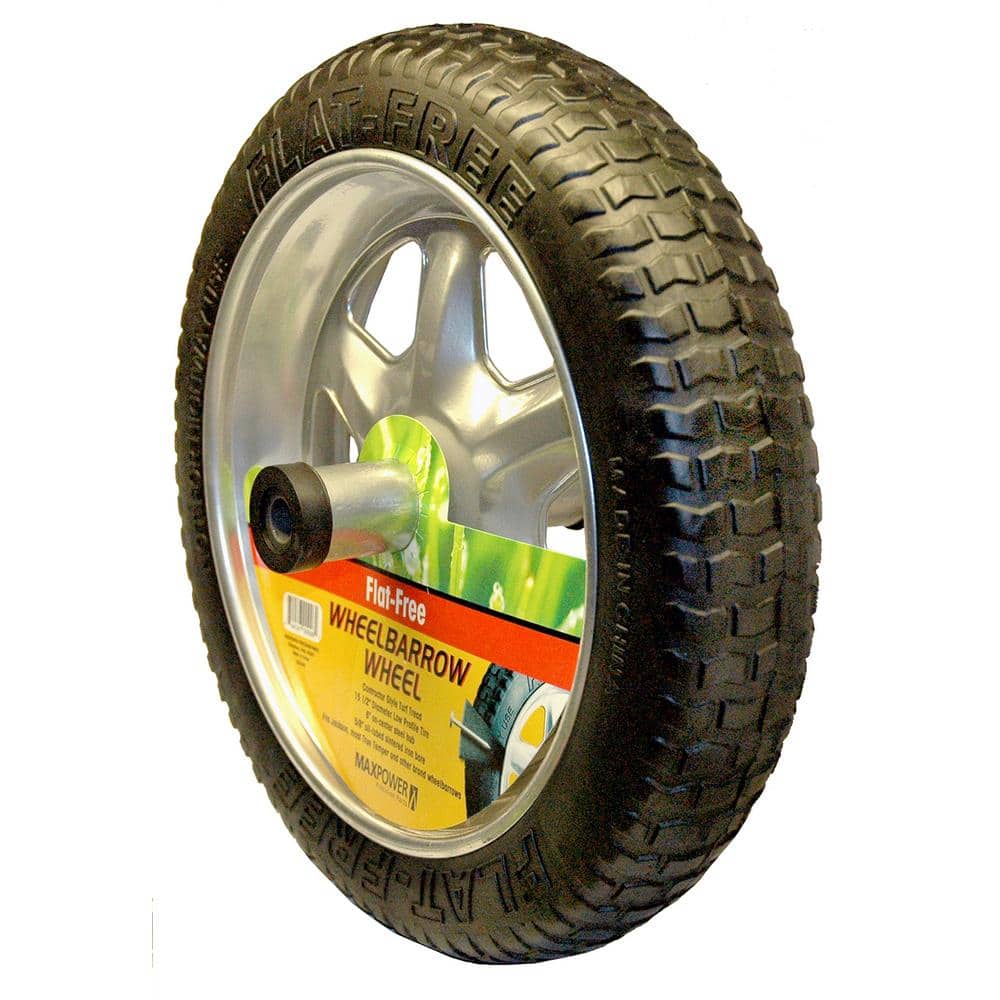 MaxPower Premium Flat Proof Contractor Style Spoked Wheelbarrow Wheel ...
