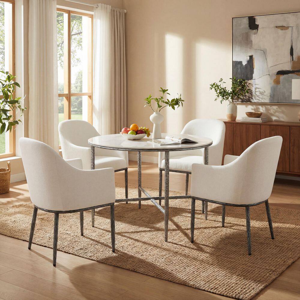 CHRISTOPHER KNIGHT HOME Dale 5-Piece Beige+Forged Pewter Metal Top ...