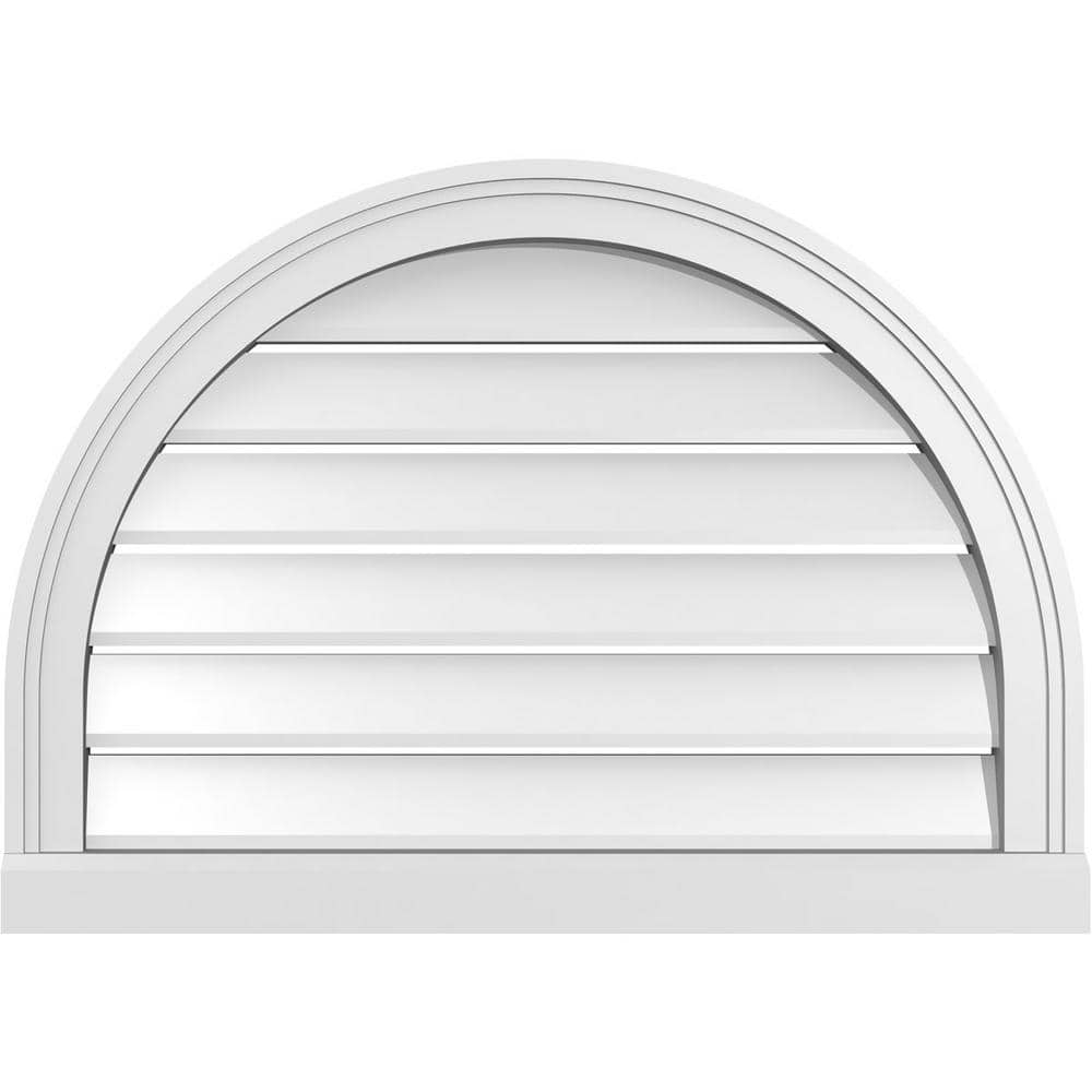Ekena Millwork 28 in. x 20 in. Round Top Surface Mount PVC Gable Vent ...